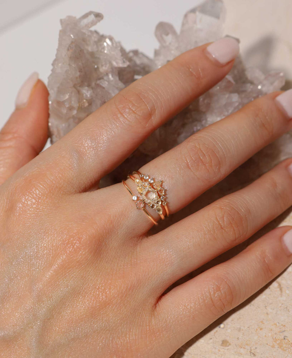 Josephine White Sapphire Cluster Solid Gold Ring | Sachelle Collective
