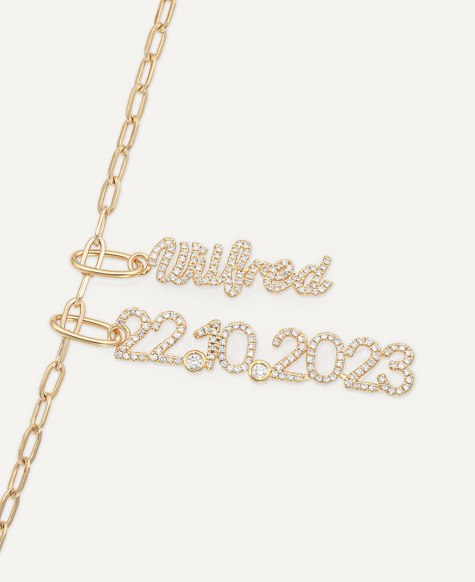 Vienna Custom Diamond Vertical 14k Solid Gold Pendant Necklace ...