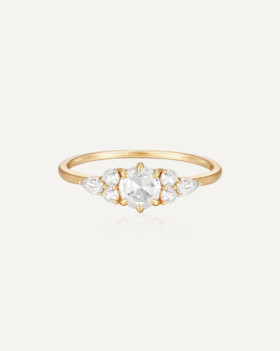 Josephine White Sapphire Cluster Solid Gold Ring | Sachelle Collective