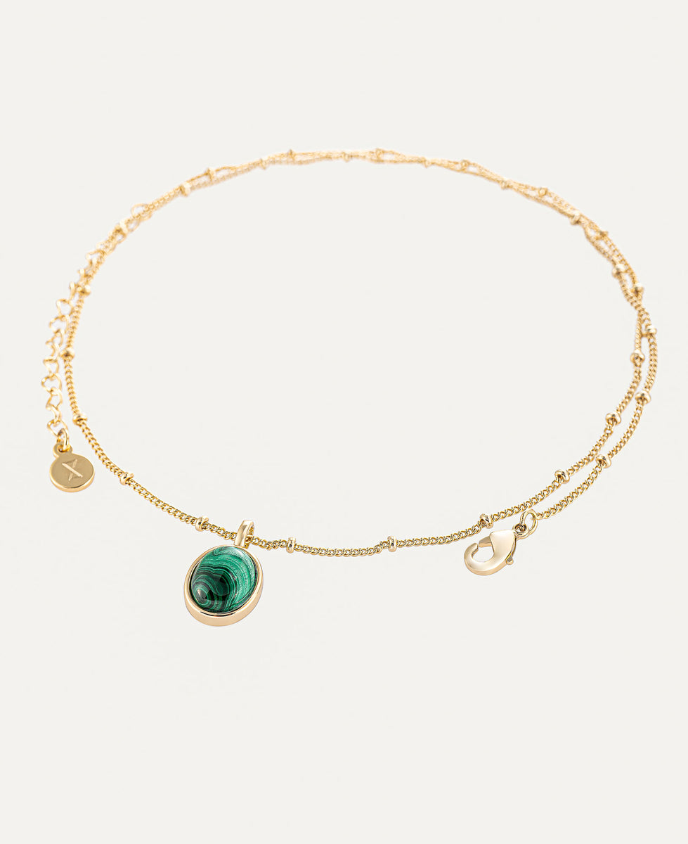 Haru Malachite Bezel 14k Gold Necklace | Sachelle Collective