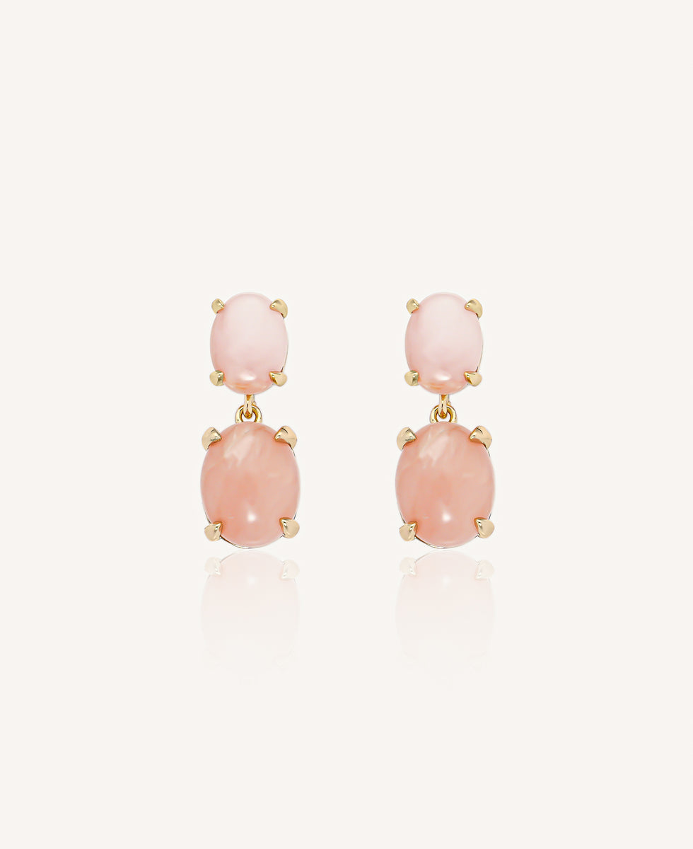 Marigold Pink Opal Gold Drop Earrings | Sachelle Collective