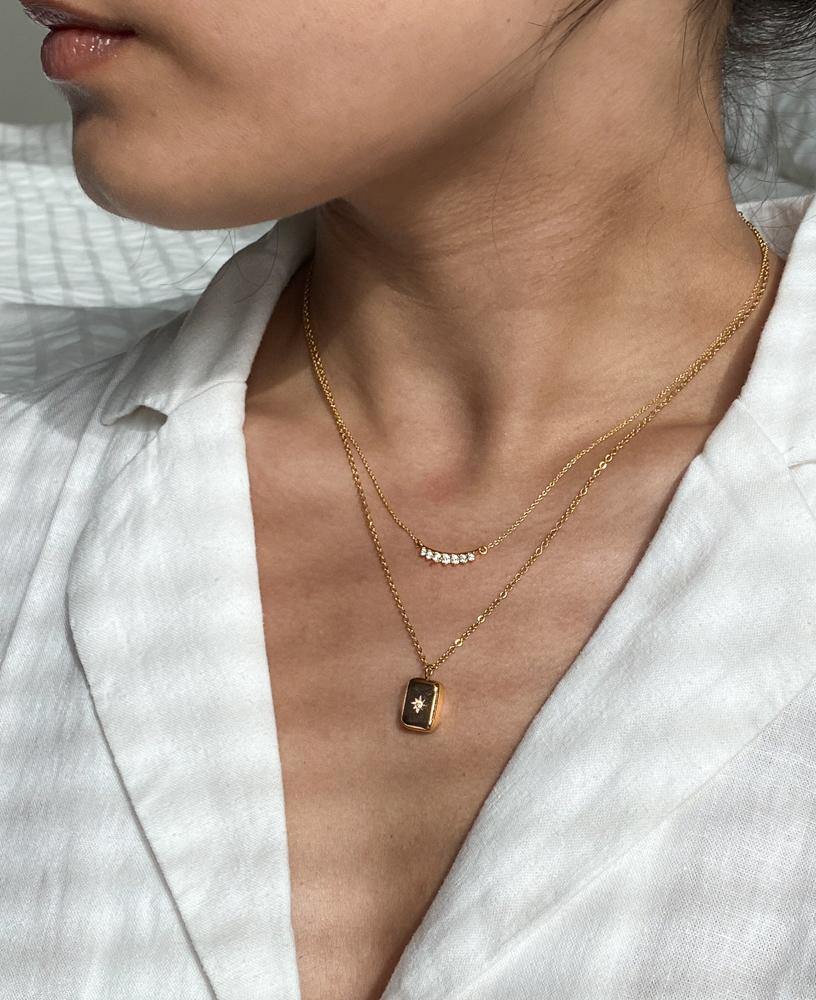 Estelle Round Brilliant Gradient 14k Gold Necklace | Sachelle Collective